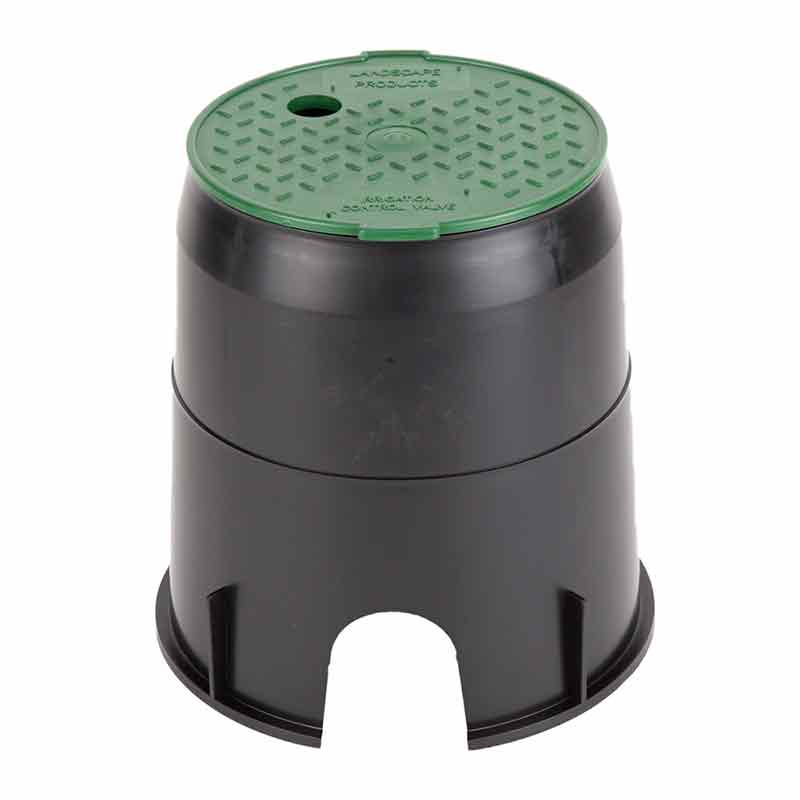 NDS 6-inch Black Round Valve Box with Green Lid - Ewing