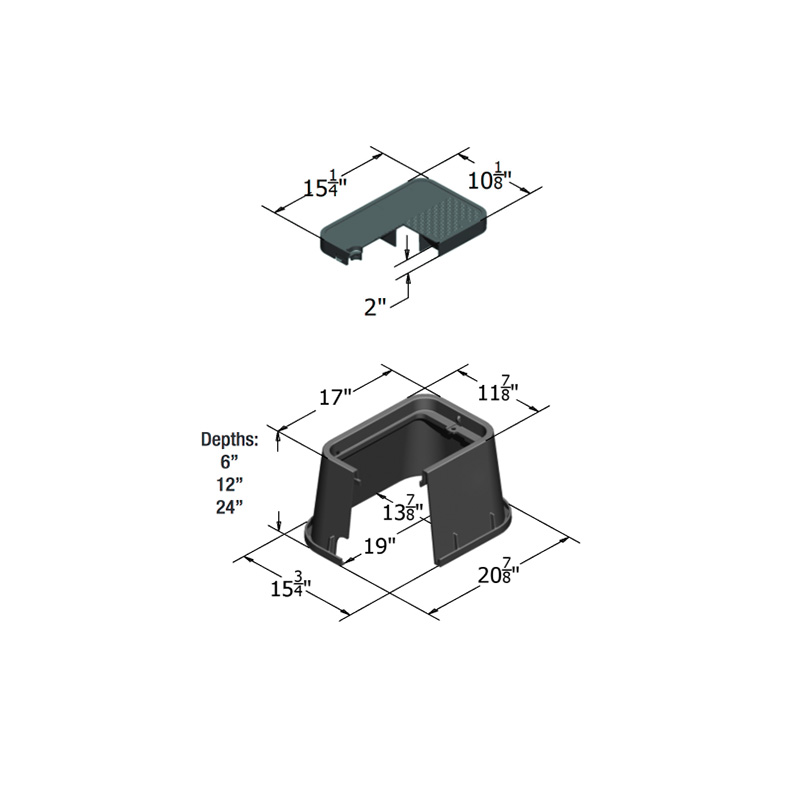 Oldcastle 1419 Carson 12-inch Black Box and Lid - Ewing