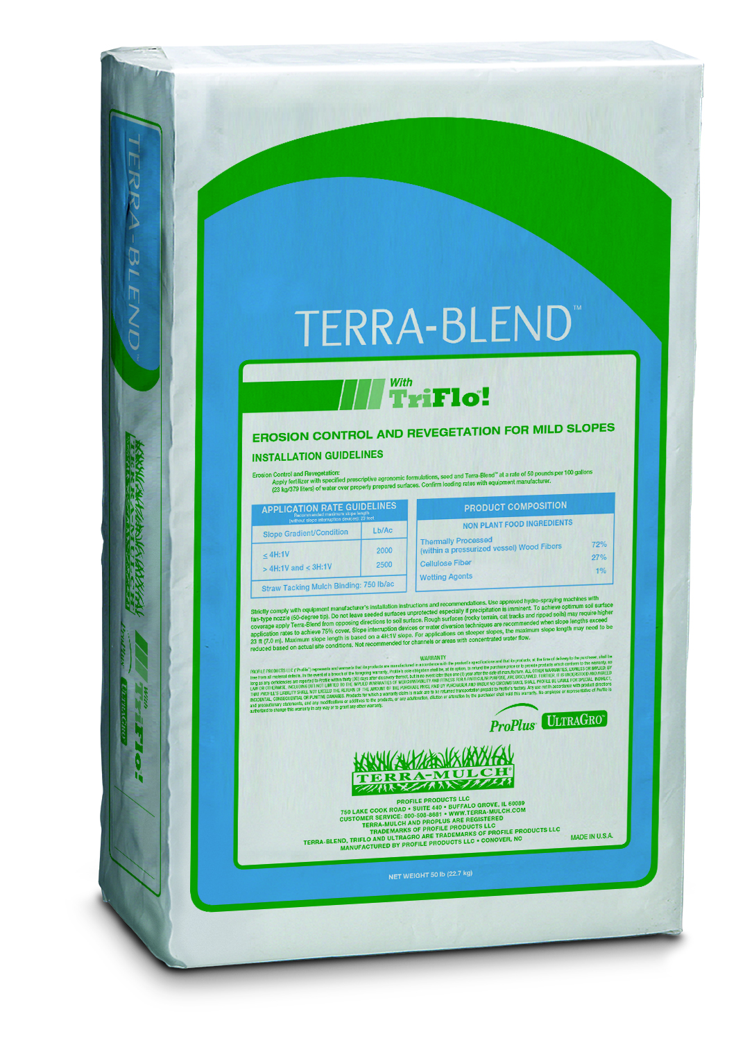 PROFILE PRODUCTS LLC Terra-Blend Hydro-Mulch with UltraGro - 50 lb ...